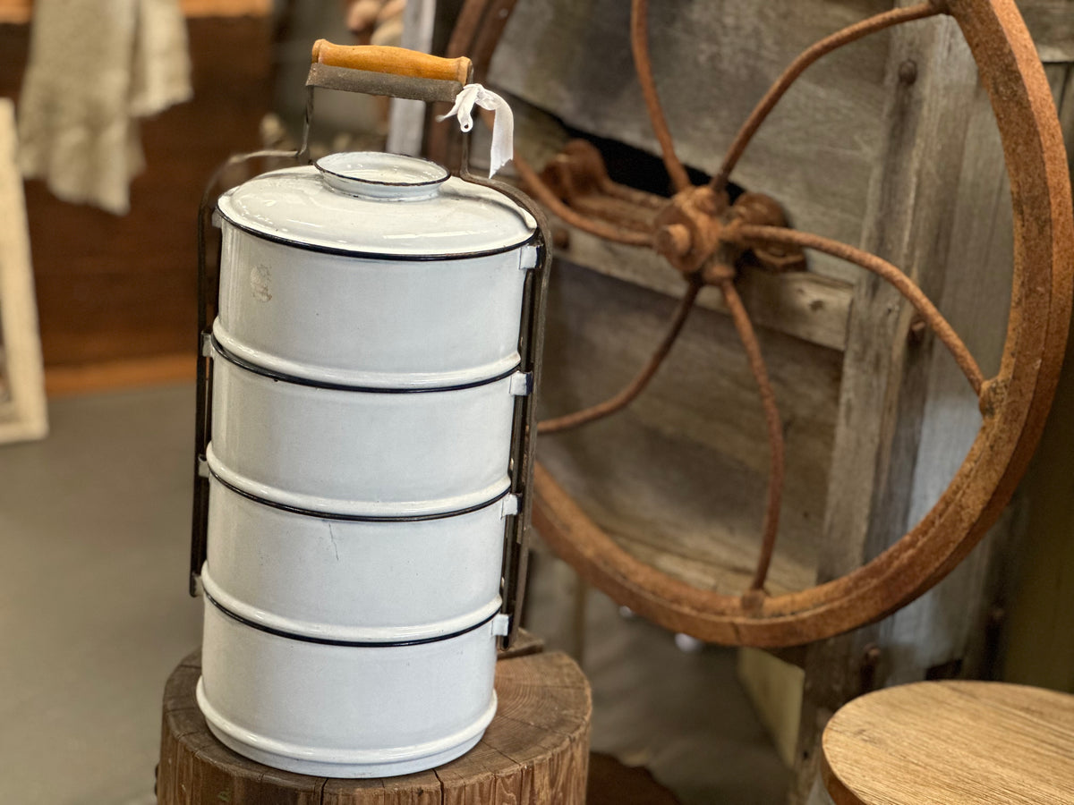 JUMBO Vintage Enamel Miners Meals Stacker TIN – The OLDE Farm Store