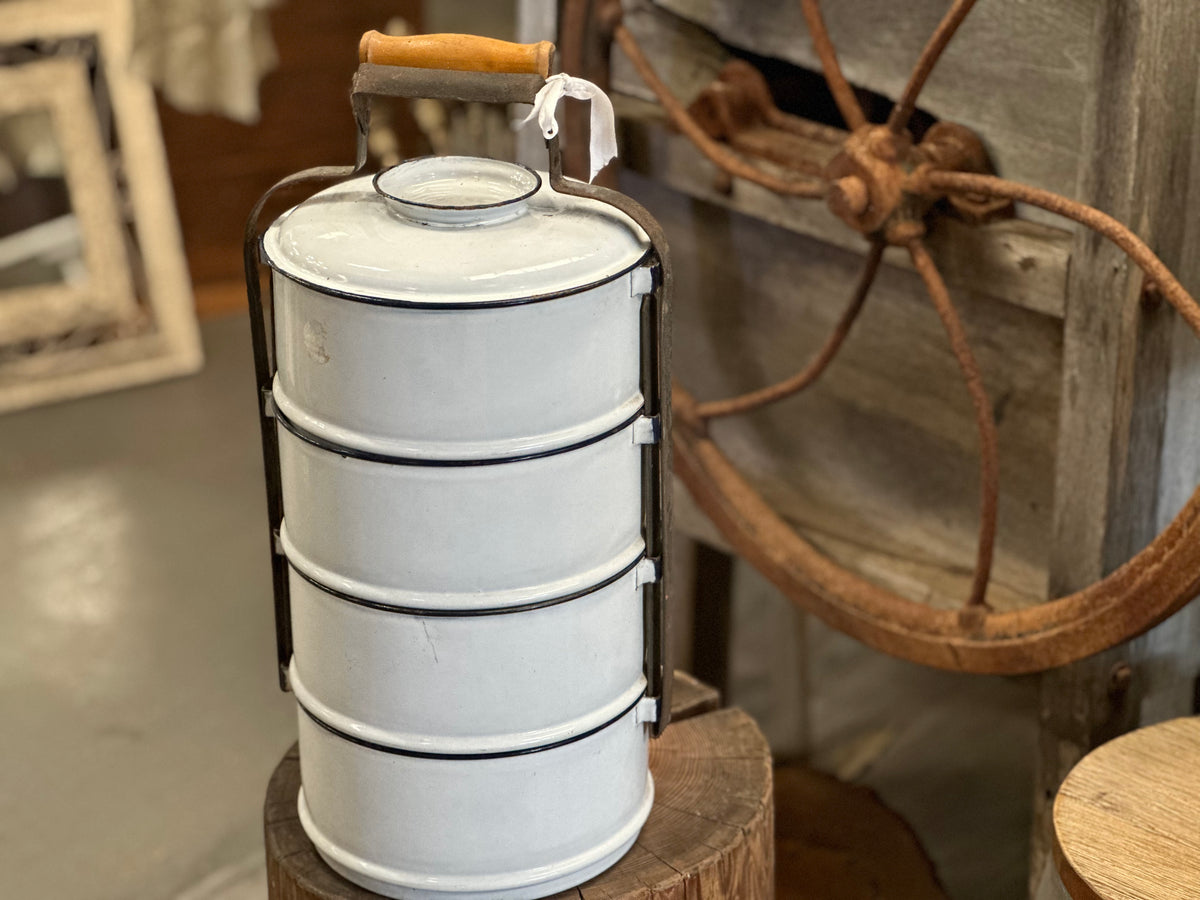 JUMBO Vintage Enamel Miners Meals Stacker TIN – The OLDE Farm Store