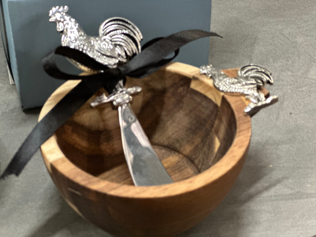 Timber Bowl with Rooster Spreader – The OLDE Farm Store