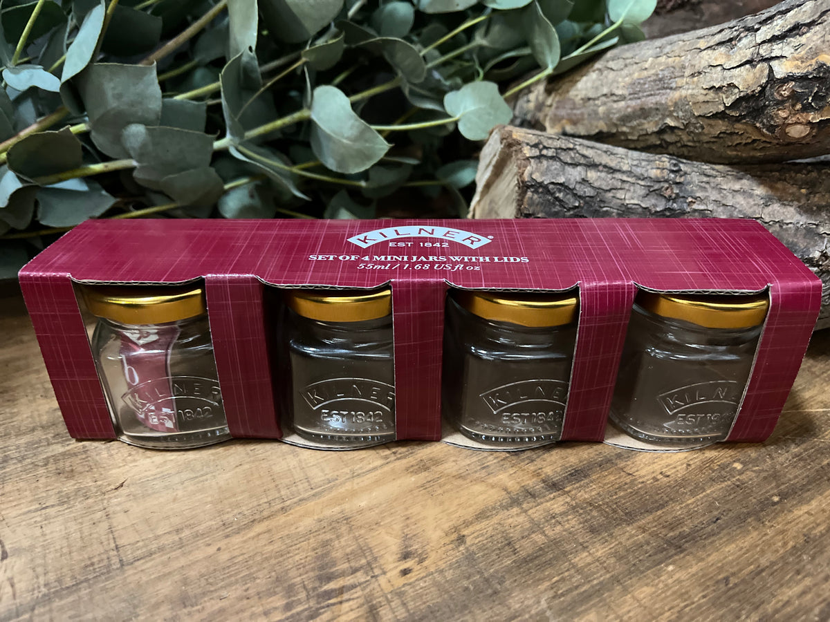 KILNER Glass 55ml MINI storage Jars set of 4 – The OLDE Farm Store